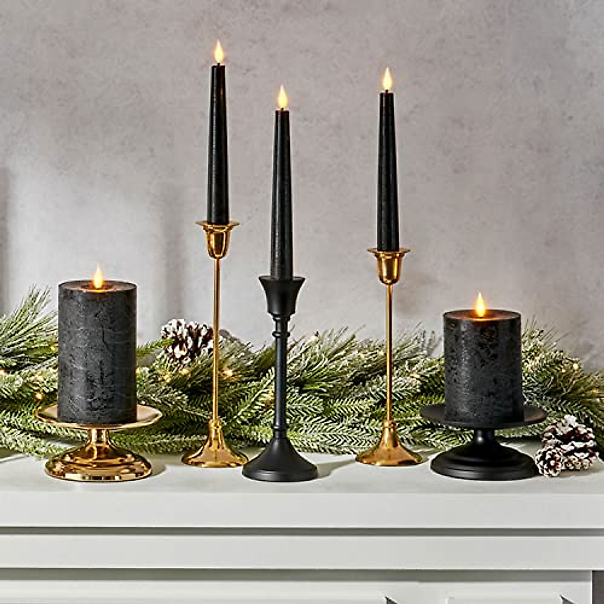 LampLust Candle Stands for Pillar Candles - 2 Pack, Matte Black, Fits up to 4 Inch Diameter Candles, Decorative Candle Plates for Modern Home Decor, 2 Inch Tall, Perfect for Wedding Centerpiece