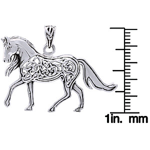 Jewelry Trends Large Celtic Knot Horse Equestrian Sterling Silver Pendant