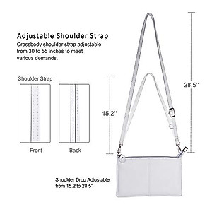 befen White Leather Wristlet Clutch Wallet Purse, Mini Crossbody Bag Shoulder Pouch for Women - Fit iPhone 15 Pro Max