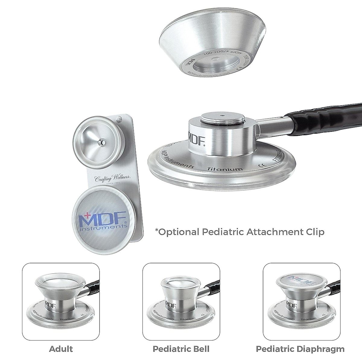 MDF Instruments MD One Epoch Lightweight Titanium Stethoscope (Raspberry) + MDF Pediatric Attachment with Clip