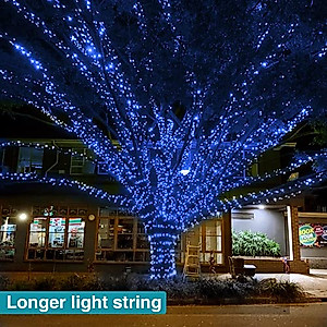 kolpop Solar String Lights Outdoor, 78.7FT 240LED Solar Fairy Lights Outdoor Waterproof 8 Modes Silver Wire Solar Powered Lights Indoor for Garden Patio Gate Yard Party Wedding Camping(Blue)