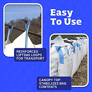 DURASACK Heavy Duty Builder's Bulk Bags 200-Gallon White Woven Polypropylene Contractor Trash Bags for Demo and Construction, Holds up to 2200 lbs, Open Top