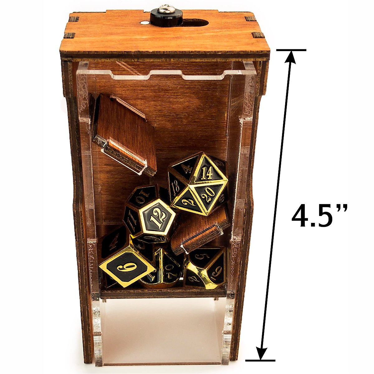 C4Labs Micro Travel Portable Dice Tower AND Dice Vault | Fits Standard Seven Set of Dice (Gunstock)