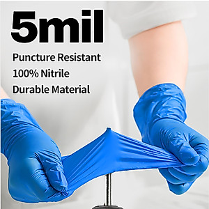 Supmedic Blue Nitrile Exam Gloves, 5 mil Powder-Free Chemo-Rated Food Safe Disposable Medical Glove, 100 Pcs (Large)