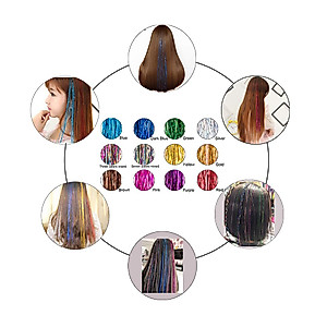 19.7 Inch Clip In Hair Fairy Tinsel Kit Clips Clip On Glitter Hair Tinsel Extensions 12 Colors