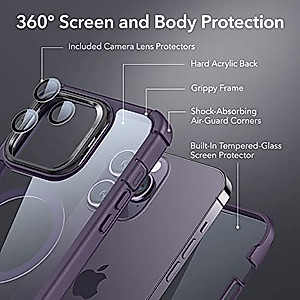 ESR for iPhone 14 Pro Max Case, MagSafe Compatible, Full Body Shockproof Case, Military-Grade Protection, Magnetic Phone Case for iPhone 14 Pro Max, Shock Armor Kickstand Case (HaloLock), Clear Purple