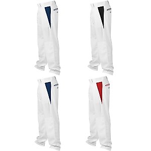 Rawlings Youth Relaxed Fit V-Notch Insert Baseball Pant, White with Navy Insert, Youth X-Small