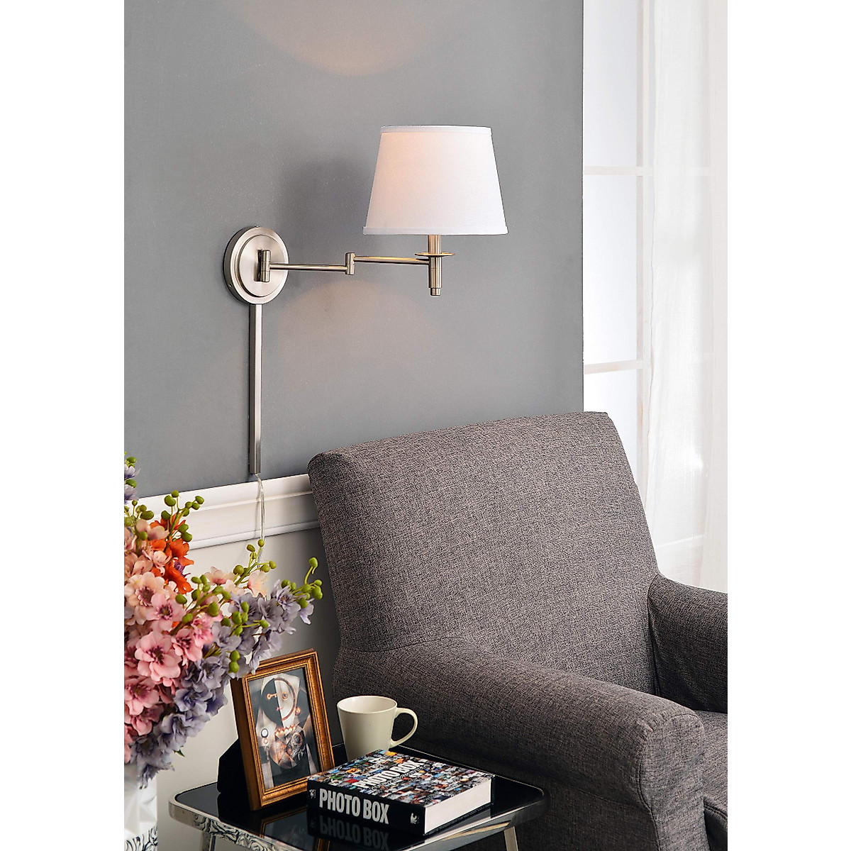 Kenroy Home 21011BS Sheppard Wall Swing Arms, Medium, Brushed Steel