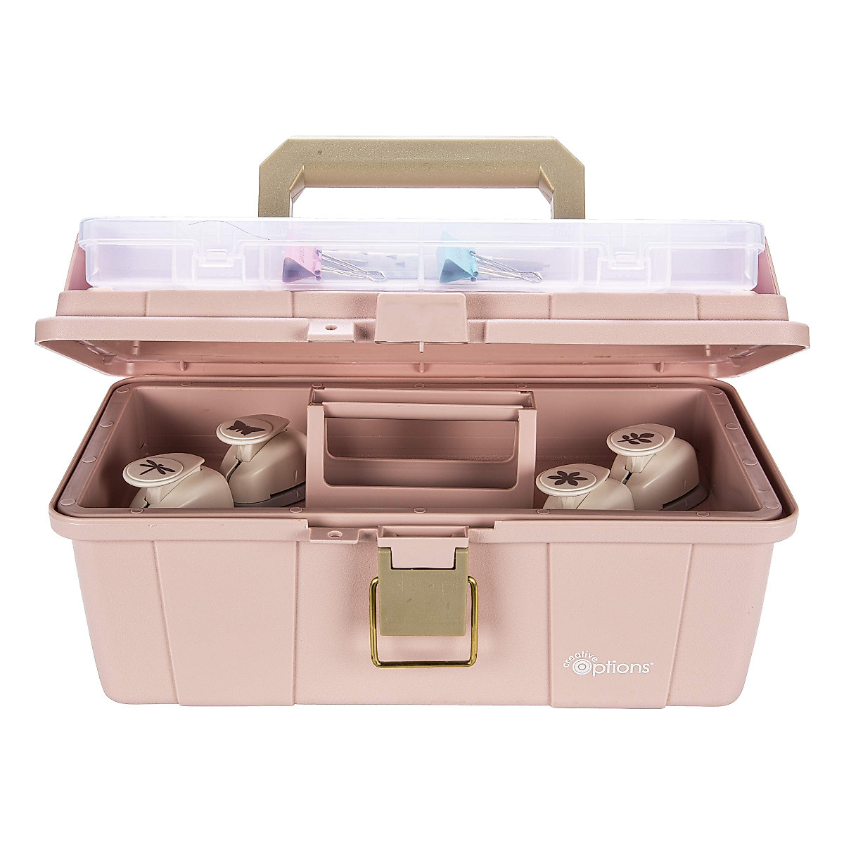 Small Craft Box with Removable Utility | Oranization For Crafts, Small Parts, & Batteries with Brass Latch