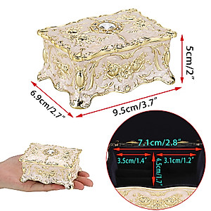 Hipiwe Vintage Jewelry Box, Small Enameled Trinket Box Organizer Rectangular Treasure Chest Box Jewelry Decorative box Keepsake Gift Box Case for Women Girls,3.7x 2.7x 2 inch
