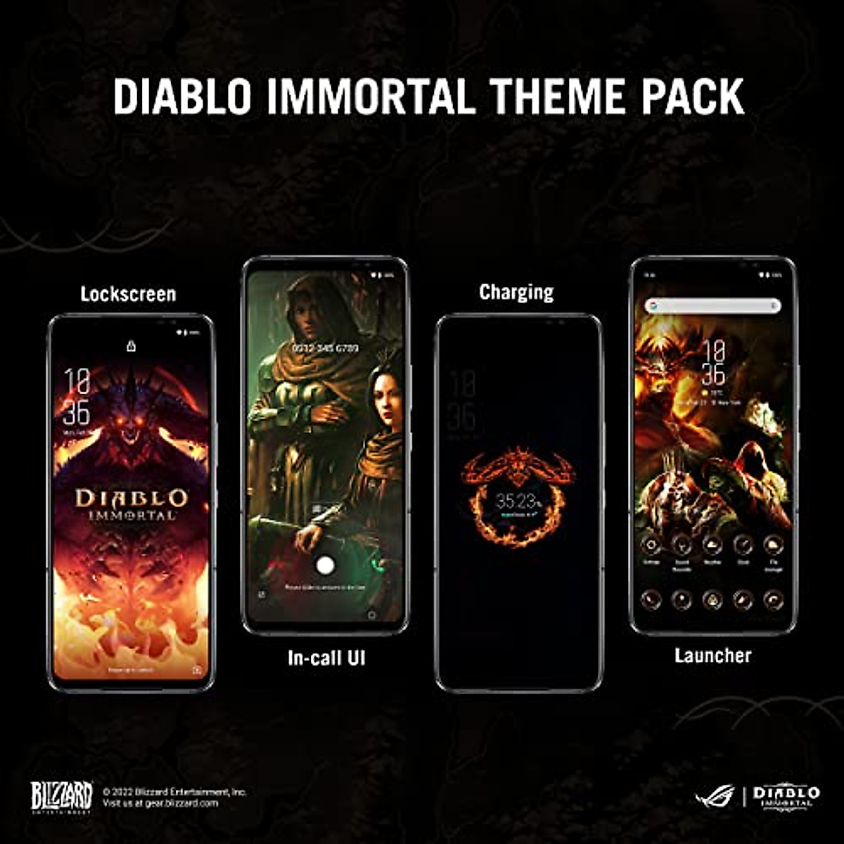 ASUS ROG Phone 6 Diablo Immortal Edition Cell Phone, 6.78” FHD+ 2448x1080 165Hz, 6000mAh Battery, 50MP/13MP/5MP Camera, 12MP Front, 16GB RAM, 512GB Storage, 5G LTE Unlocked Dual SIM, AI2201-16G512G-DB