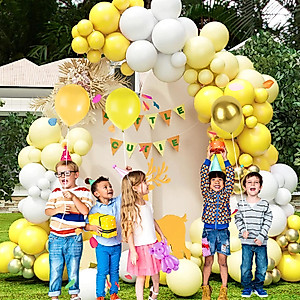 AMOR PRESENT 110PCS yellow Balloons, 12 Inches Gold Chrome Metallic Latex Balloons for Birthday Wedding Graduation Baby Shower Holiday Party Decoration