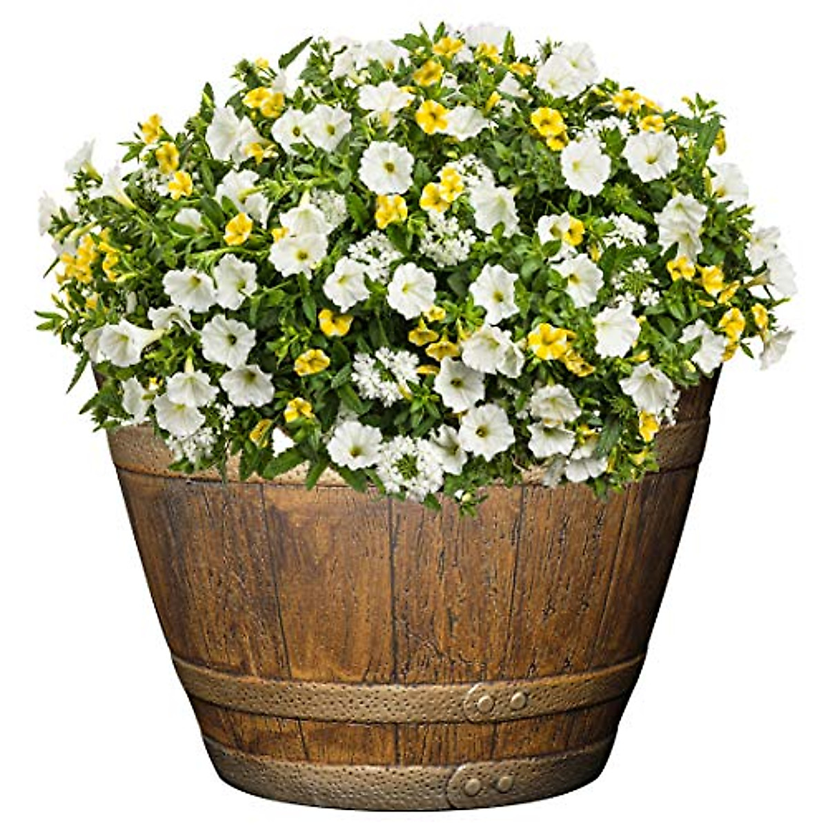 Classic Home and Garden 72 Whiskey Barrel, 15", Distressed Oak