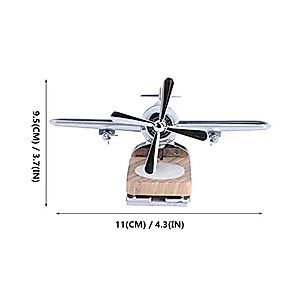 Homoyoyo Solar Airplane Car Diffuser, Wooden Base Fragrance Aromatherapy Diffuser, Alloy Solar Energy Rotate Airplane Ornaments for Car Office Home Decor