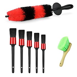 Fitosy Wheel Rim Brush, Soft Bristle Long Master Car Wheel Brush Rim Tire Detailing Brush Car Washing Brush for Wheels Rims Exhaust Tips Vehicle Engine Motorcycles,No Scratches (Wheel & Tire Set)