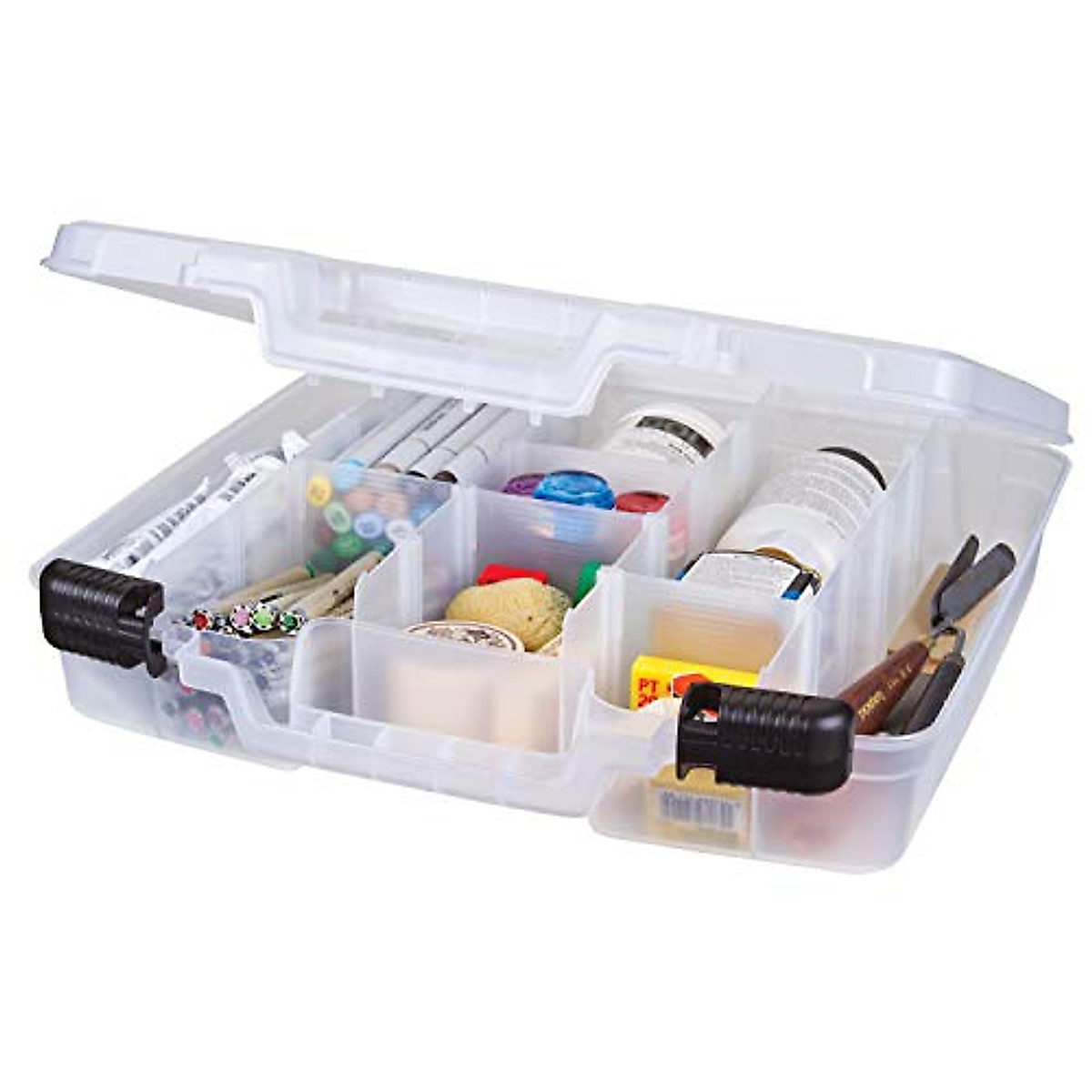 ArtBin 6961AB Quick View Deep Base Carrying Case with Removable Dividers, Portable Art & Craft Storage Box, 15", Clear