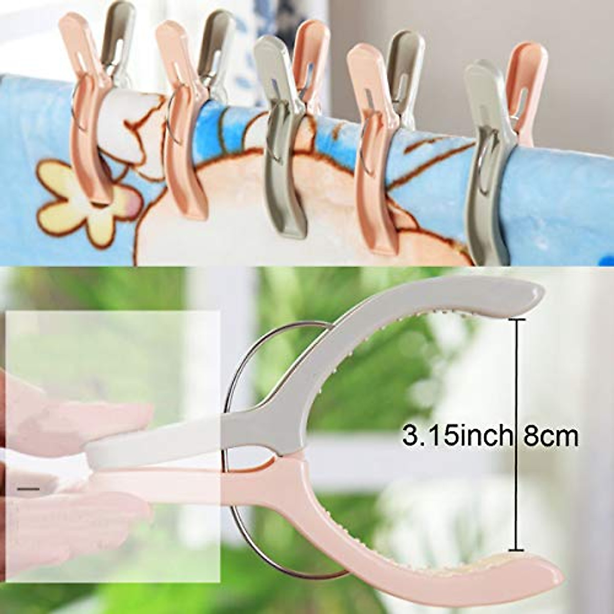 10 Pack Beach Towel Clips for Beach Chairs Jumbo Size Towel Clamps for Beach Chairs Lounge Pool Chairs on Cruise Chair Plastic Clothes Pegs Hanging Clip Clamps Large Items for Cruise Vacation