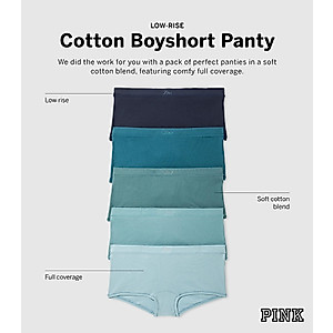 Victoria's Secret PINK Naturals Boyshort 5 Pack, Cotton Panty Pack, Women's Underwear, Natural Tea Dye (XL)