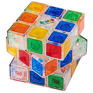 Rubik’s Cube, Crystal Cube, Transparent 3x3 Cube Color-Matching Brain Teaser Puzzle Game, Christmas Gifts for Kids, Stocking Stuffers, for Ages 8+