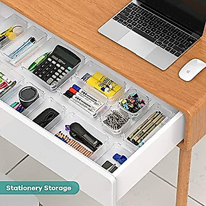 Kootek 22 Pcs Desk Drawer Organizer Set 5-Size Bathroom Drawer Tray Dividers Versatile Storage Bins Plastic Vanity Trays Organizers Divider Container for Dresser Makeup Kitchen Utensil Office