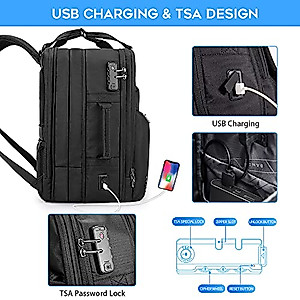 BANGE Travel Backpack for Women,35L Expandable Large Casual Daypacks Carry on Backpack Flight Approved for Woman, TSA Anti Theft 17.3inch Laptop Backpack for Work