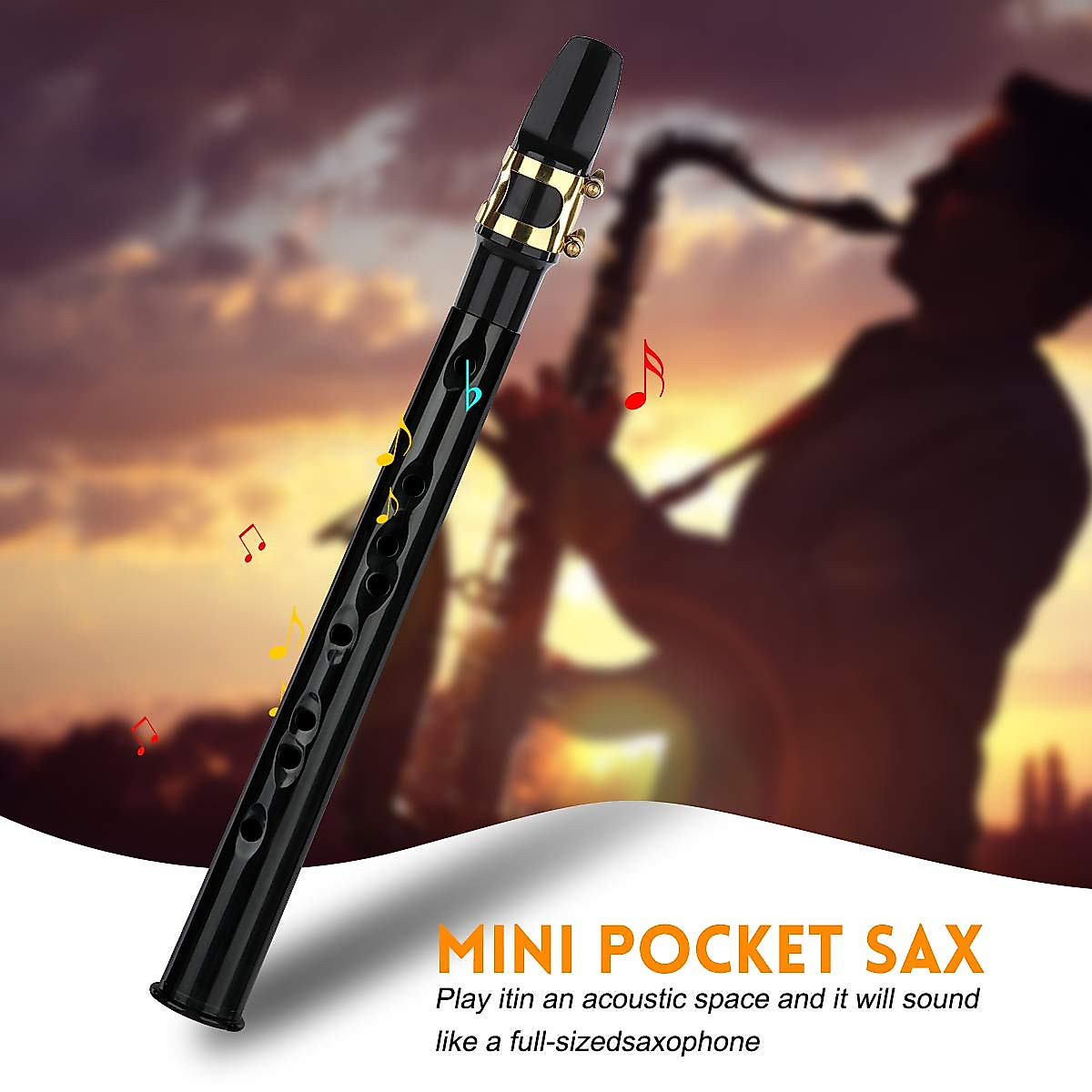 Pocket Saxophone Kit Mini Sax Portable Woodwind Instrument with Lid, Mouthpiece, Carrying Bag, Fingering Charts