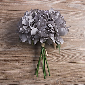 Artificial Fake Peony Silk Flower Bridal Hydrangea Home Wedding Garden Decor, (Grey)