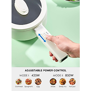 Hot Pot Electric With Steamer, 1.6L Ramen Cooker Non-Stick Sauté Pan for Steak, Egg, Fried Rice, Ramen, Oatmeal, Soup, Portable Personal Perfect Suit Dorm Room and Apartment (White)