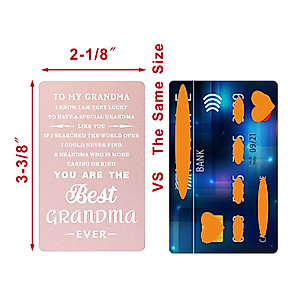 TANWIH Best Grandma Ever Gifts Grandmother Birthday card, Grandma Christmas Card, Engraved Wallet Insert
