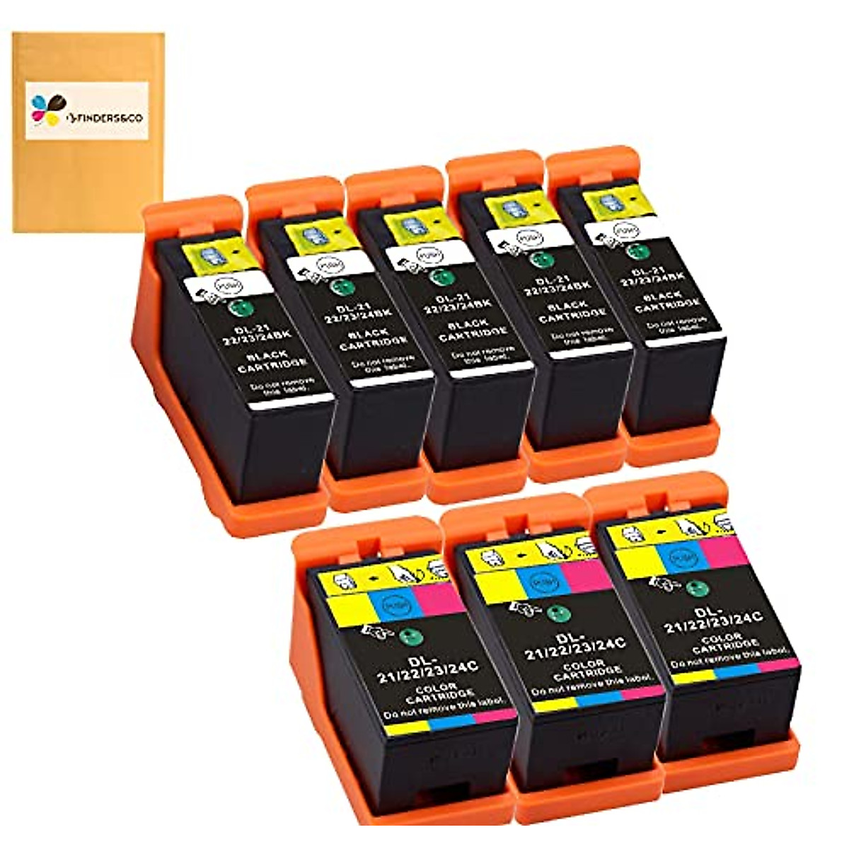 8-Pack Compatible Dell Series 21 Ink Cartridges Replacement for DELL V313W V515W P513W P713W V715W Printer (5BK, 3Color)