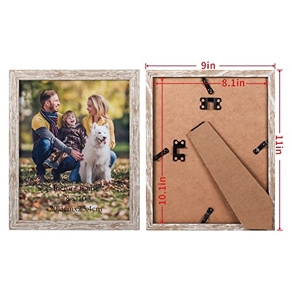 Lyeasw Rustic 8x10 Picture Frame Set of 12, Multi Woodgrain Farmhouse Photo Frames for Wall or Tabletop, Beige