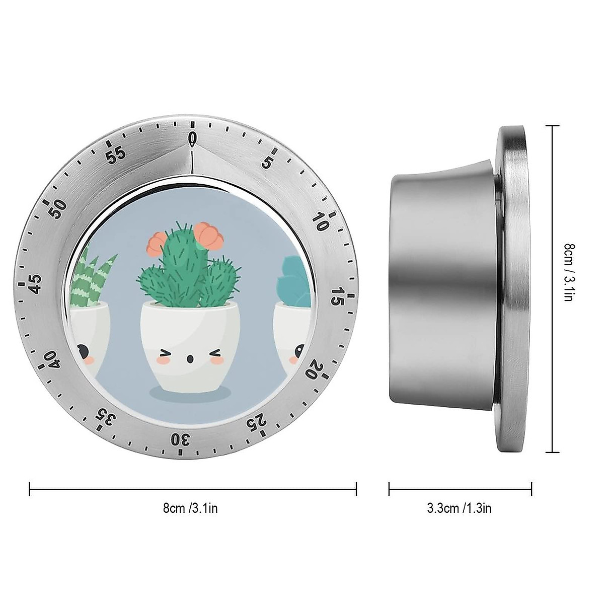 Kitchen Timer Succulent Plant Cactus Timer Magnetic Timer Mechanical Timer for Home Baking Cooking Oven