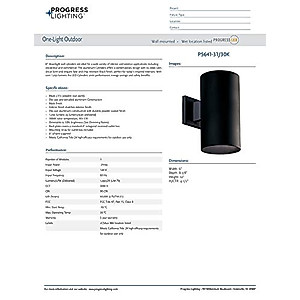 Progress Lighting Cylinder Collection 6" Modern Outdoor LED Wall Lantern Light Black