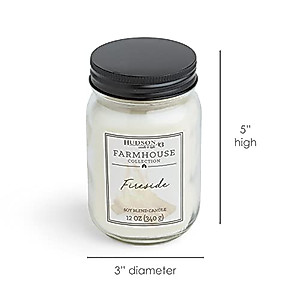 Mason Jar Candle Farmhouse Decor | Campfire Scented Candle with Natural Soy Wax Blend | Long Lasting Fireside Candle for Home Fragrance, Decorative Fall Jar Candle with Lid, 12 oz