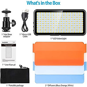 ENEGON 4000mAh Rechargeable Mountable Bicolor LED Video Light with Mini Panel for Professional DSLR Cameras | Photo Video Lighting Long Battery Life | Fits iPhone, Sony, Canon, Nikon, Fuji, Panasonic