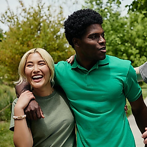 Hanes Mens Pique Short Sleeve Polo Shirt, Three-button Midweight For, Black, X-Large US