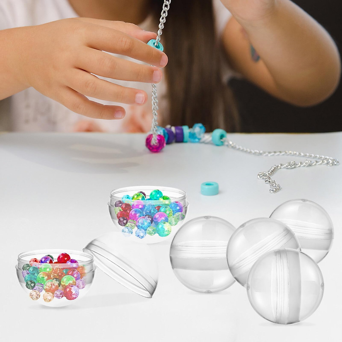 CLISPEED Clear Plastic Balls Small Round Capsule 100pcs Clear Round Capsule Capsule Gumball Machine Container Plastic Capsule Container Surprise Prize Party Favors 32MM Toy Capsules