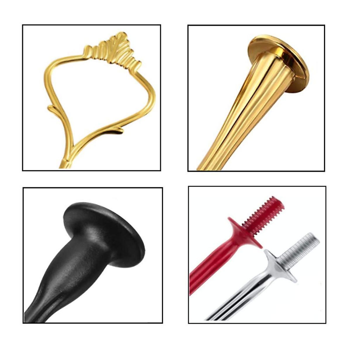 WHZAZGW 4 Sets of 3 Tier Cake Plate Stand Handle, Metal Fruit Cake Cupcake Plate Stand Handle Fitting Hardware, Crown Fittings (Sliver & Gold & Red & Black)