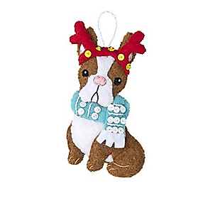 Bucilla, Christmas Dogs, Felt Applique Ornament Kit, Set of 6
