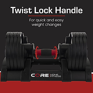 Core Fitness® Adjustable Dumbbell Weight Set by Affordable Dumbbells - Space Saver - Dumbbells for Your Home