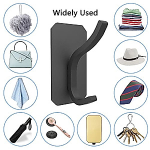 PMMASTO Towel Hook/Self Adhesive Hooks - Heavy Duty Stick on Wall Waterproof Aluminum - Robe Coat Hook for Hanging- Shower Hooks - Door Hooks - Wall Hooks for Kitchen Bathroom Toilet 6PC (Black)