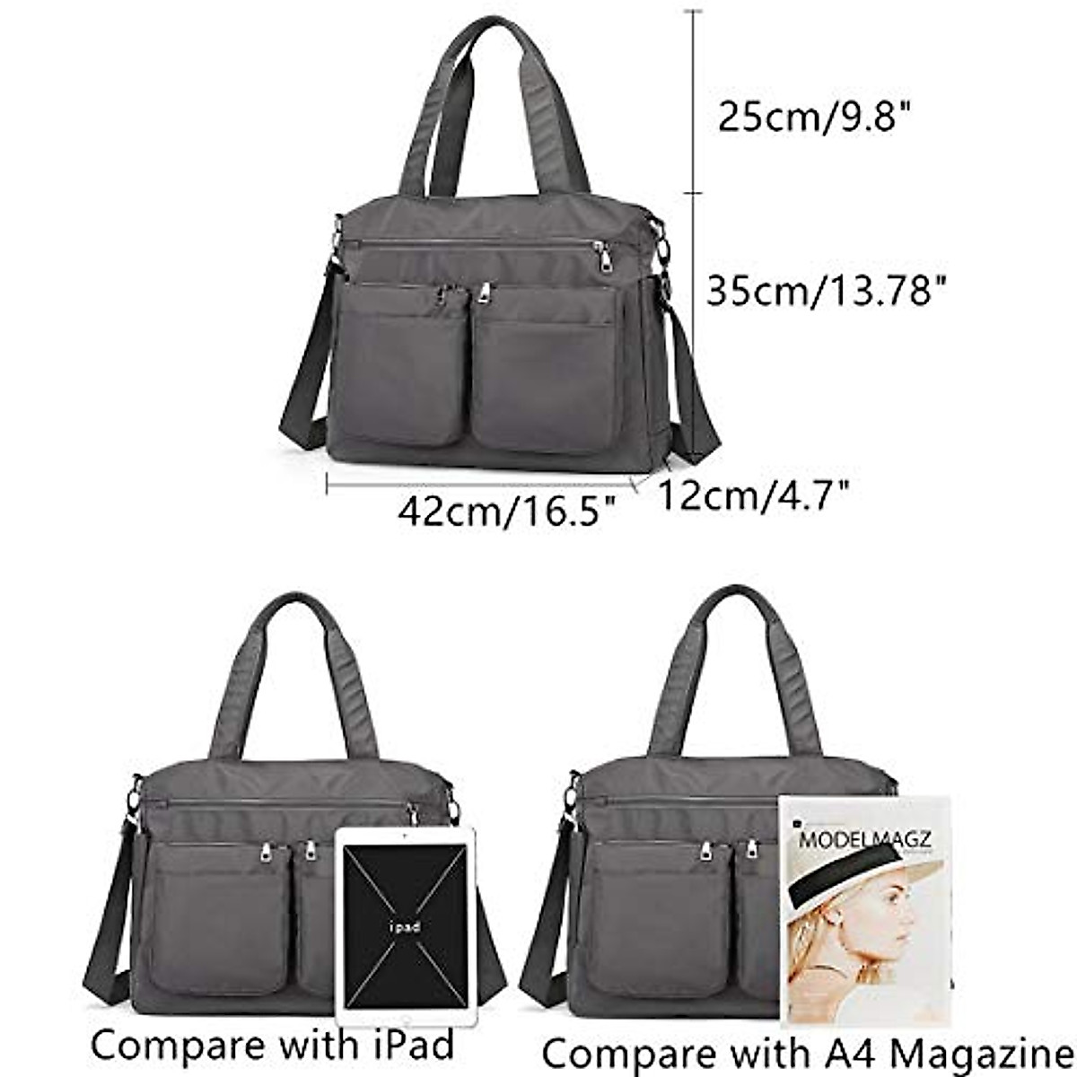 Crossbody Bags for Women, Nylon Purse with Multi Pockets Large Shoulder Bags Handbags for Travel & Work & Daily Use -Wine red