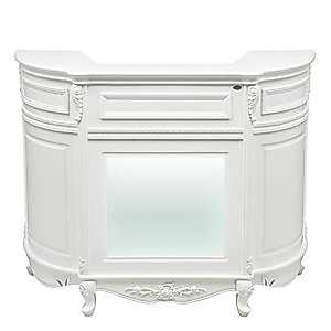 Reception Desk Receptionist Counter with LED Lighted Front Glass Panel REVIVAL