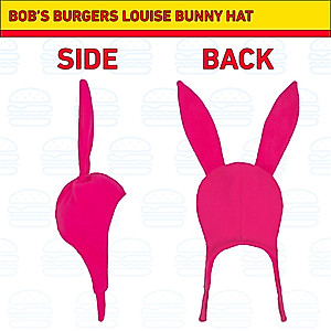 Concept One Womens Bob's Burgers Louise Cosplay Bunny with Floppy Ears Fleece Beanie Hat, Pink, 0 US