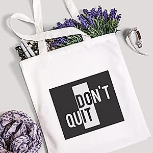 AESTHETIC DONT QUIT ART DESIGN, Reusable Tote Bag, Lightweight Grocery Shopping Cloth Bag, 13” x 14” with 20” Handles