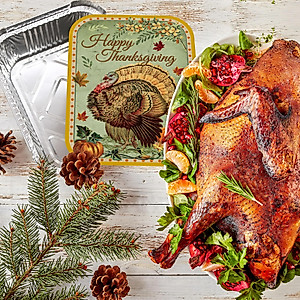 WorldBazaar Thanksgiving Aluminum Food Containers 24PCS Thanksgiving Leftover Take Home Containers 2 Size Disposable Thanksgiving Food Storage Thanksgiving Party Favors