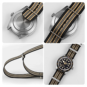 watchdives Nylon Watch Band 18mm 20mm 22mm Multicolor Replacement Watch Straps for Men Women (Black Yellow Gray, 20mm)