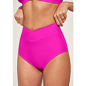 Ewedoos High Waisted Bikini Sets for Women V Neck Two Piece Swimsuit for Women Bathing Suit for Women 2 Piece Bikini Hot Pink