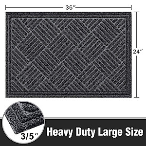 Amagabeli Large Outdoor Door Mats Rubber Shoes Scraper 36" x 24" for Front Door Entrance Outside Doormat Patio Rug Dirt Debris Mud Trapper Waterproof Out Door Mat Low Profile Washable Carpet BG038