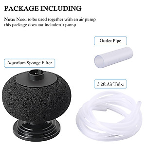 HITOP 7in Height Aquarium Bio Sponge Filter: 5-40gallon Air-Powered Fish Tank Filter, Quiet Filter for Aquarium/Betta Tank/Shrimp Tank/Fry Tank